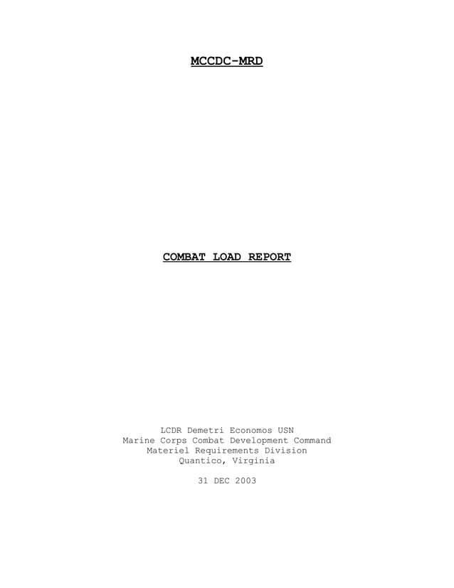 Usmc combat load report 2003 | DOC | Bodybuilding | Sports