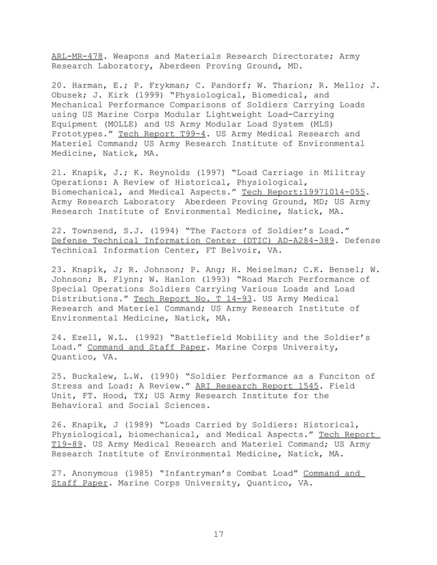 Usmc combat load report 2003 | DOC | Bodybuilding | Sports