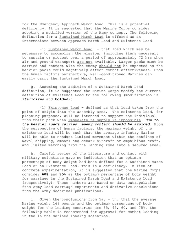 Usmc combat load report 2003 | DOC | Bodybuilding | Sports