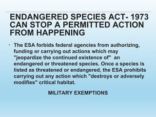 Us military exemptions from environmental permitting and regulation | PPTX