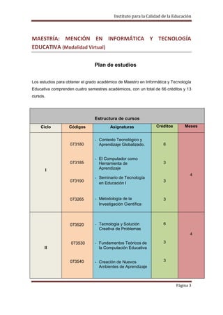Usmp plan de estudios maestria mencion en informatica y tecnologia ...