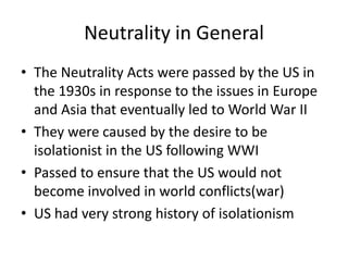 Us neutrality in the 1930’s | PPT