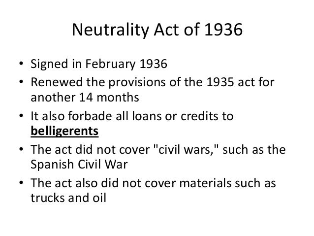 Us neutrality in the 1930’s