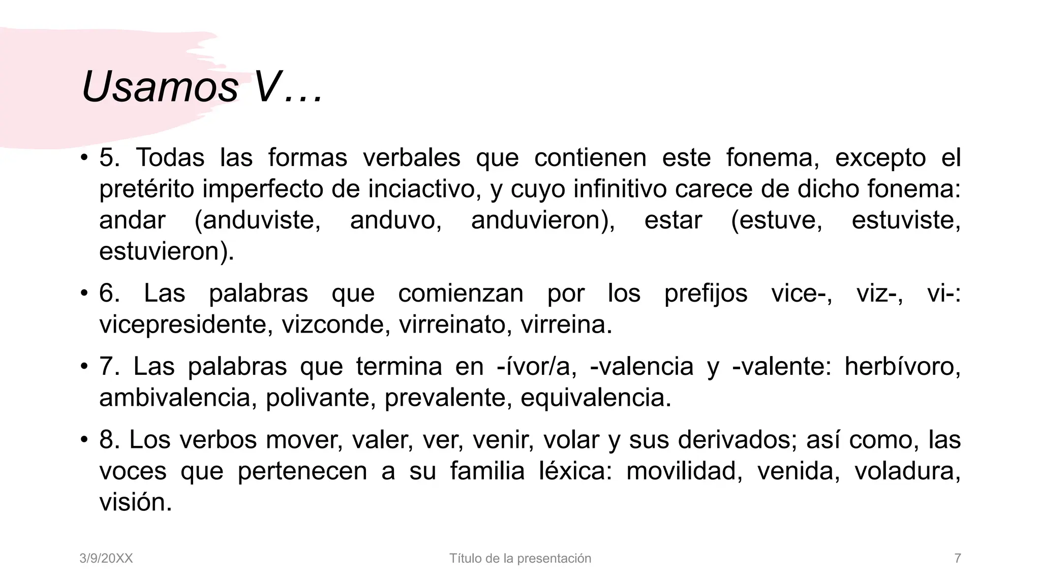 APRENDEMOS EL USO DE B Y V EN EL ESPAÑOL | PPTX