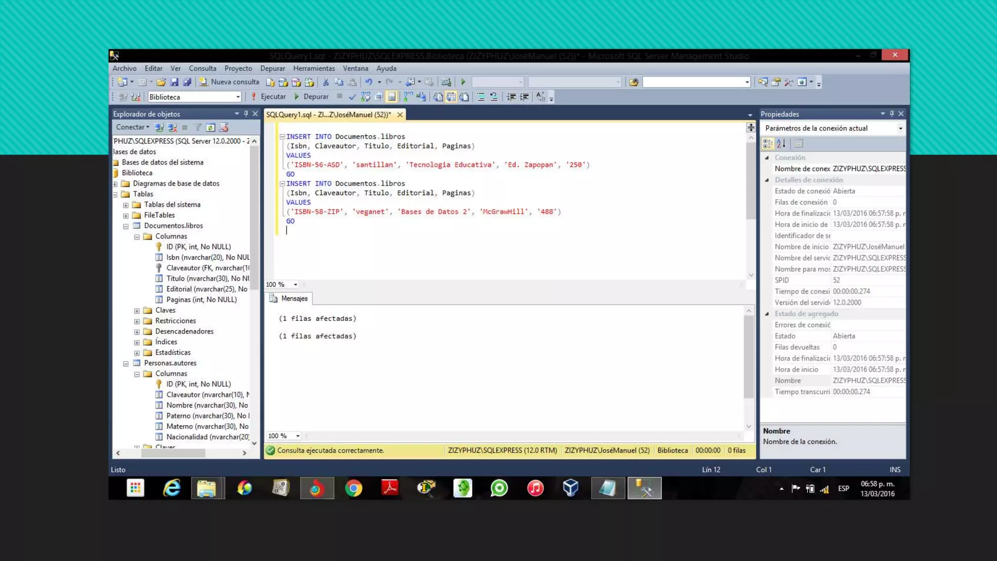 Uso de comandos insert, update y delete en bases de datos de sql server ...