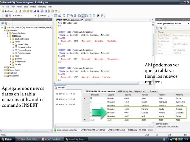 Uso De Comandos Insert Update Y Delete En Bases De Datos De Sql Serv