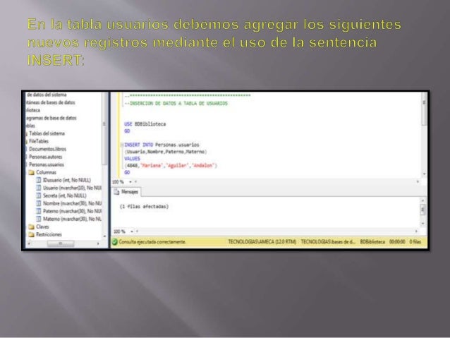 Uso De Comandos Insert Update Y Delete En Bases De Datos De Sql Serv