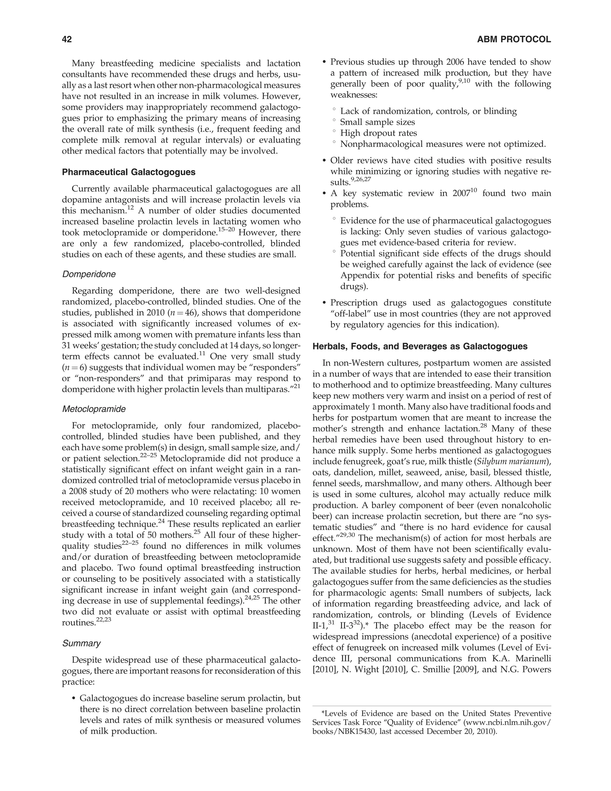 Uso de galactogogos | PDF