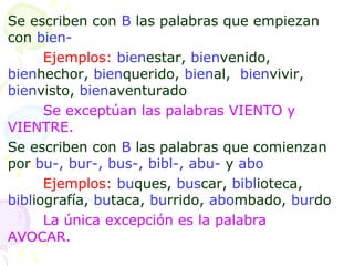 Uso de la b y v | PPT