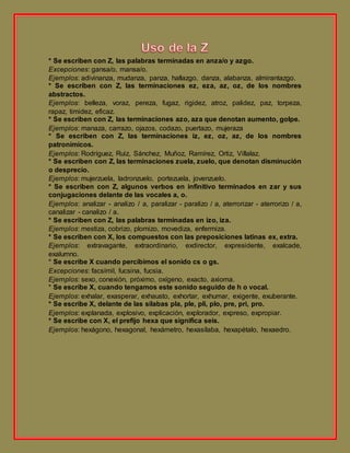 Uso de la c s z | DOCX