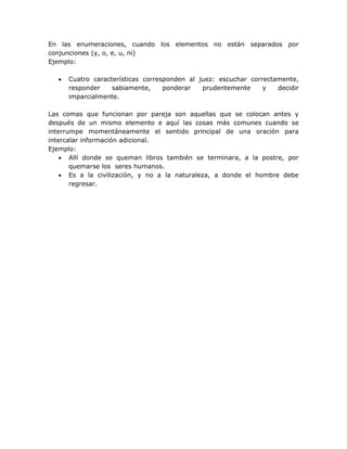 Uso de la coma. | PDF