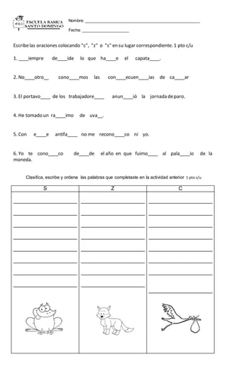 Uso de la c,s,z | DOCX