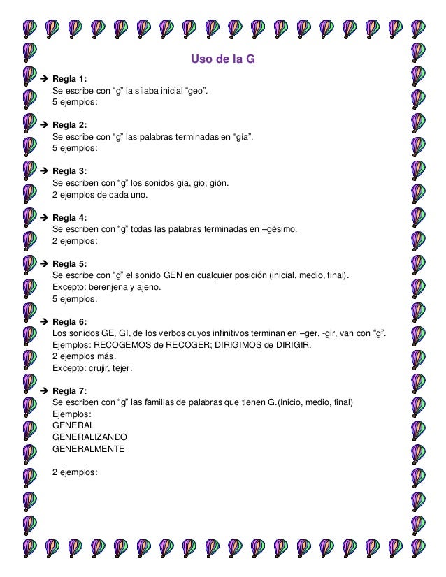 Reglas Del Uso De La G - slingo