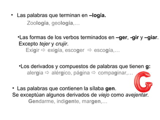 Uso de la g y la j | PPT