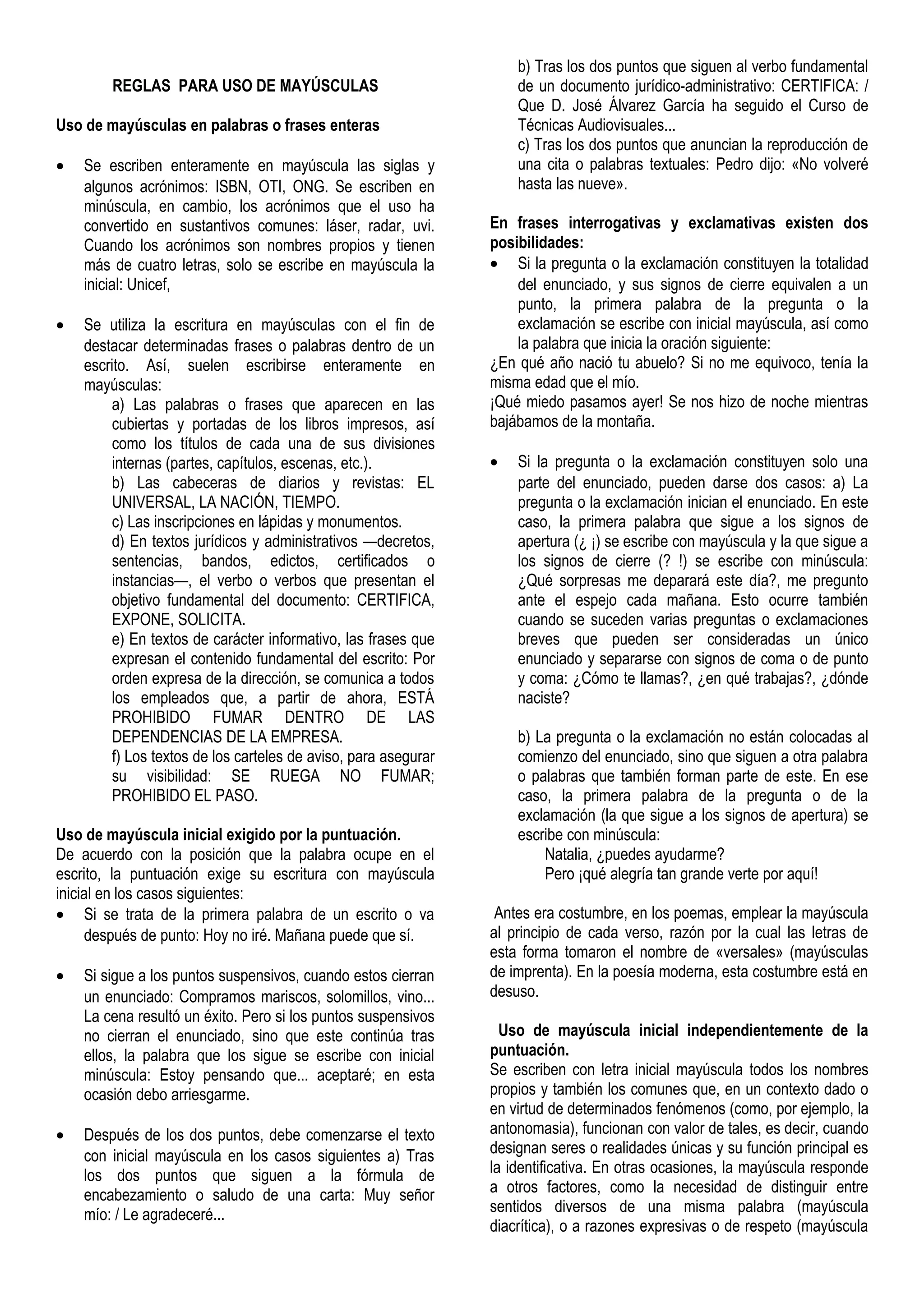 Uso de la mayúscula | DOC