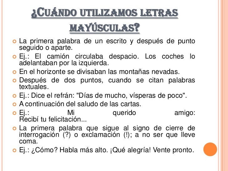 Uso De Las Mayusculas Cuando Usar Mayusculas Uso De