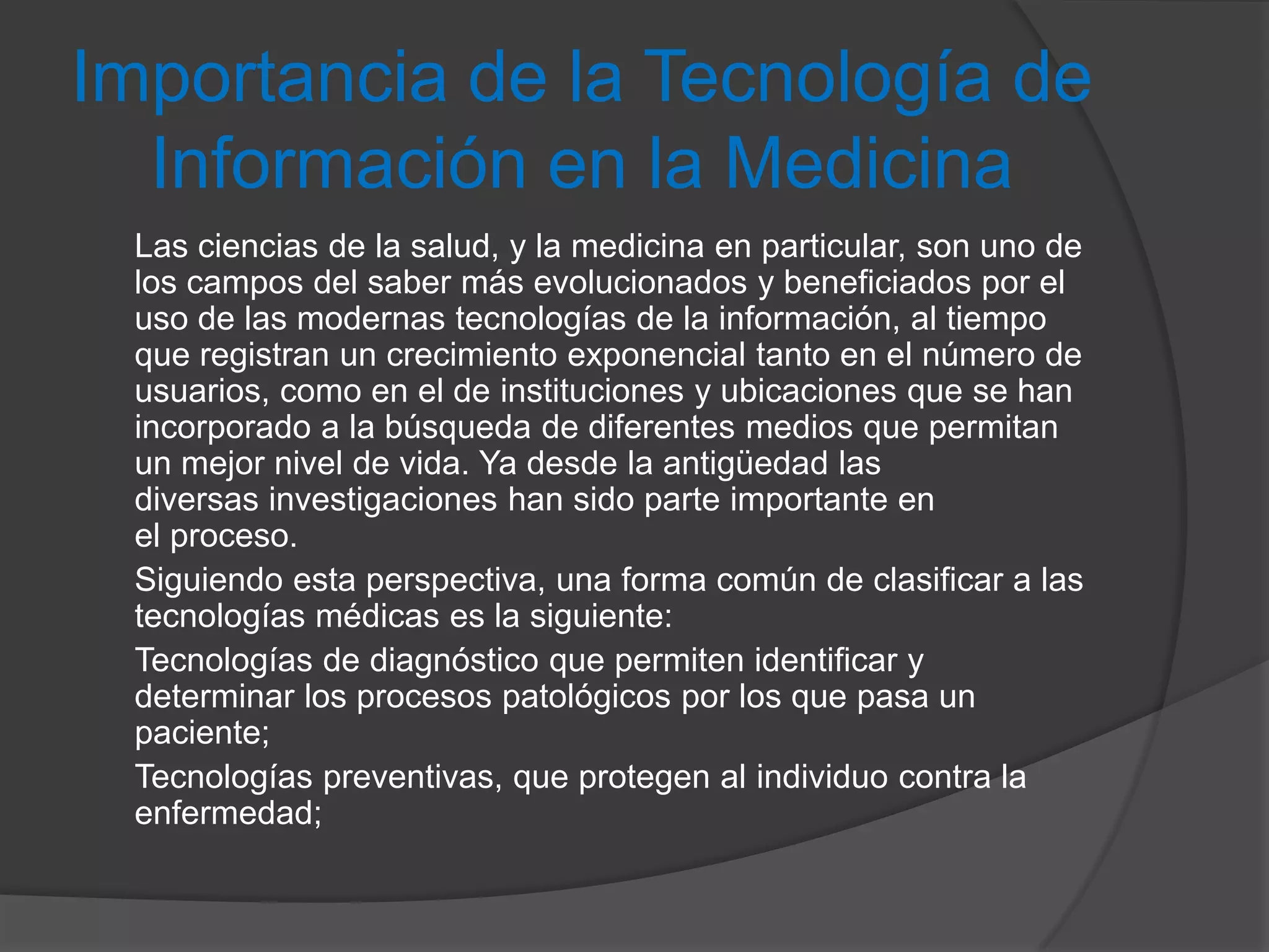 Uso de las tecnologias en medicina | PPT | Descarga Gratuita