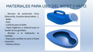 USO CORRECTO DEL BIDET Y PATO EN PACIENTES HOSPITALIZADOS | PDF