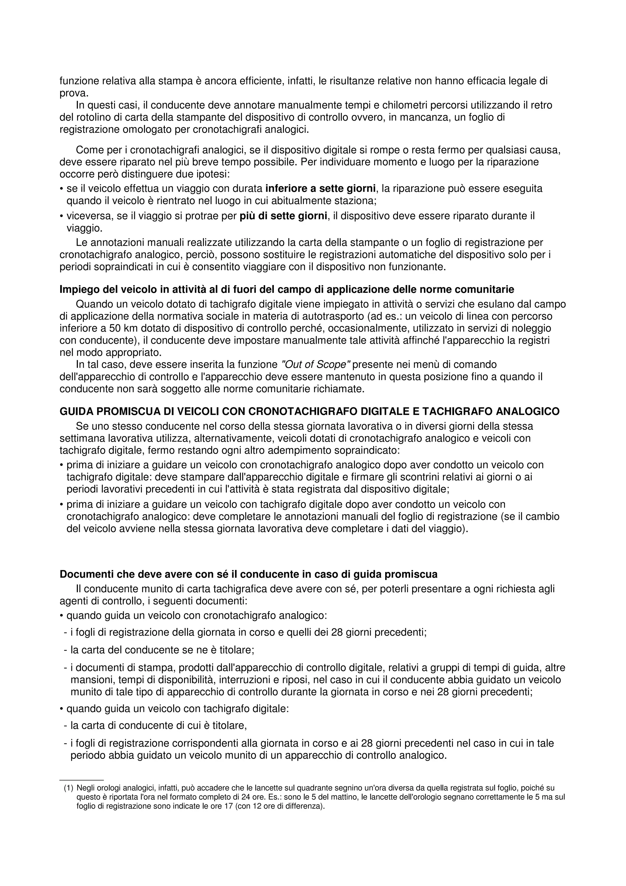 Uso del cronotachigrafo da parte del conducente | PDF