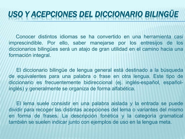Uso del diccionario | PPT