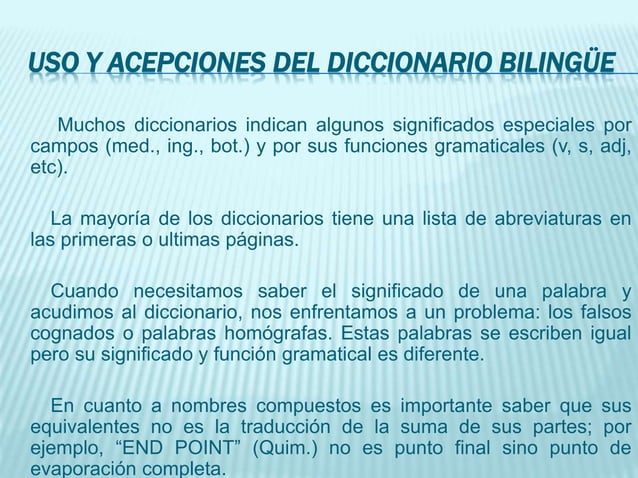 Uso del diccionario | PPT