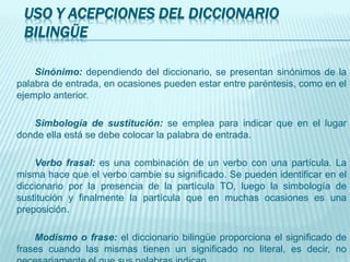 Uso del diccionario | PPTX