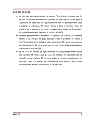 Uso del going to | DOCX