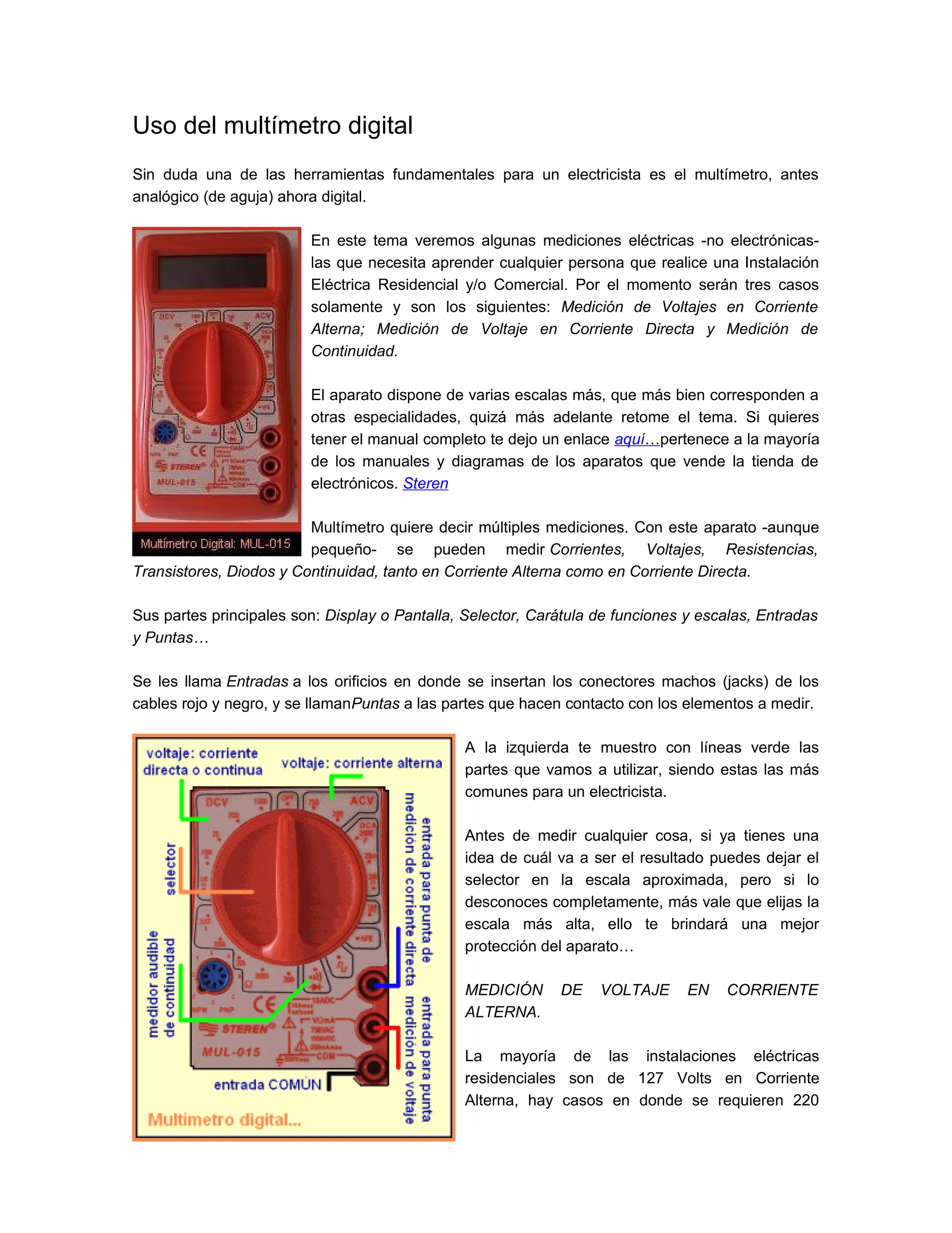Uso del multímetro digital | DOC | Gas and Electric | Home Utilities