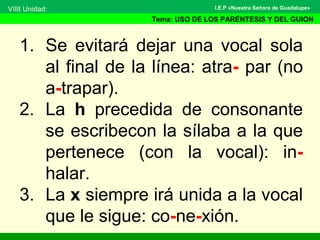 Uso de los paréntesis y del guion | PPT