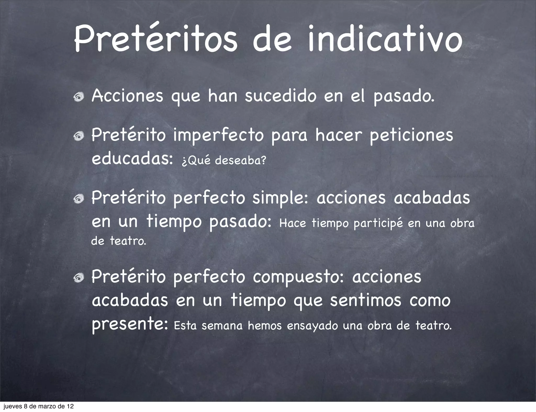Uso de los tiempos verbales | PPT