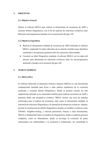 USO DEL Software MEGA PARA LA CONSTRUCCIÓN DE UN ARBOS FILOGENÉTICO | PDF