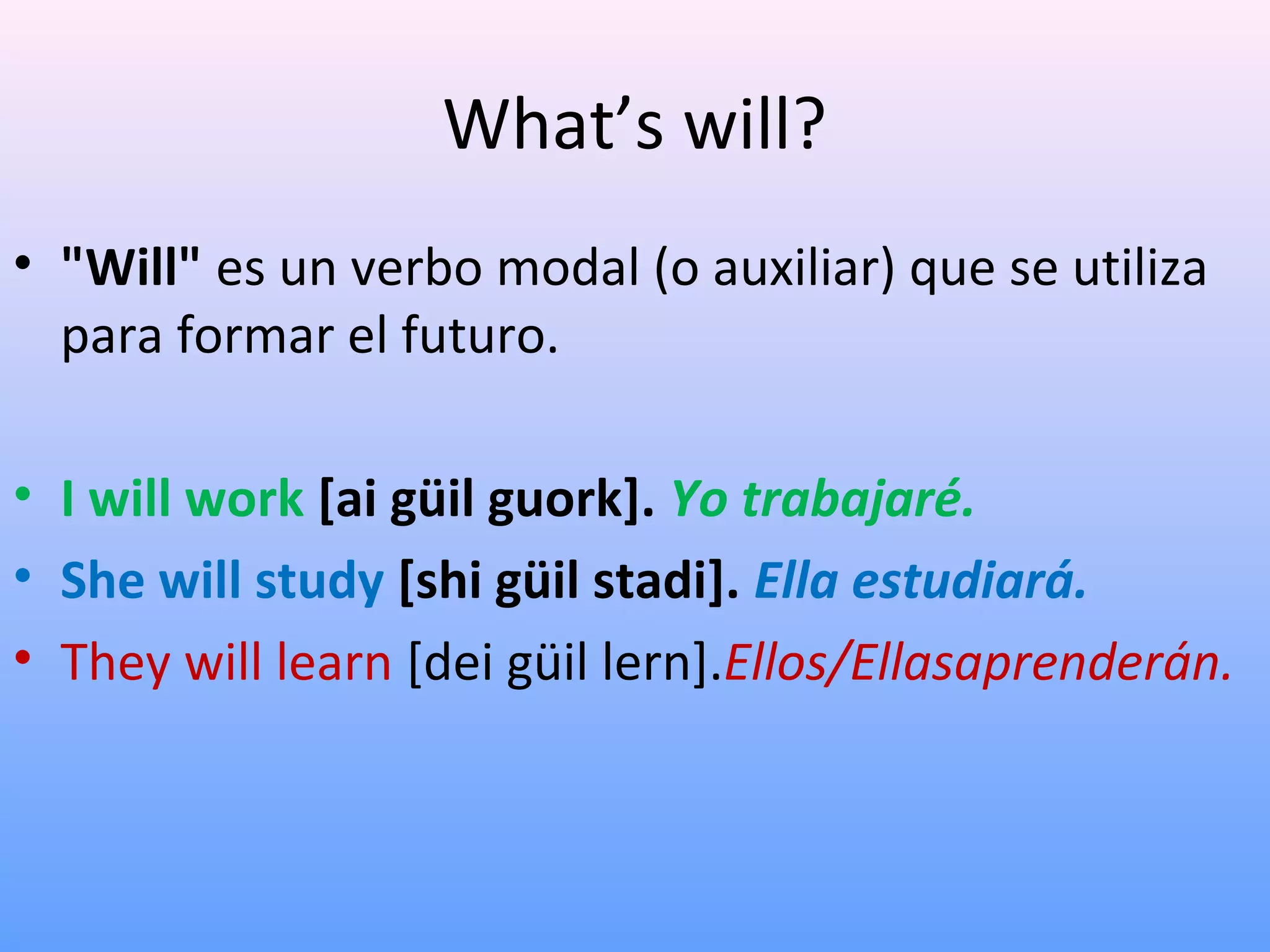 Uso de will- will not | PPT
