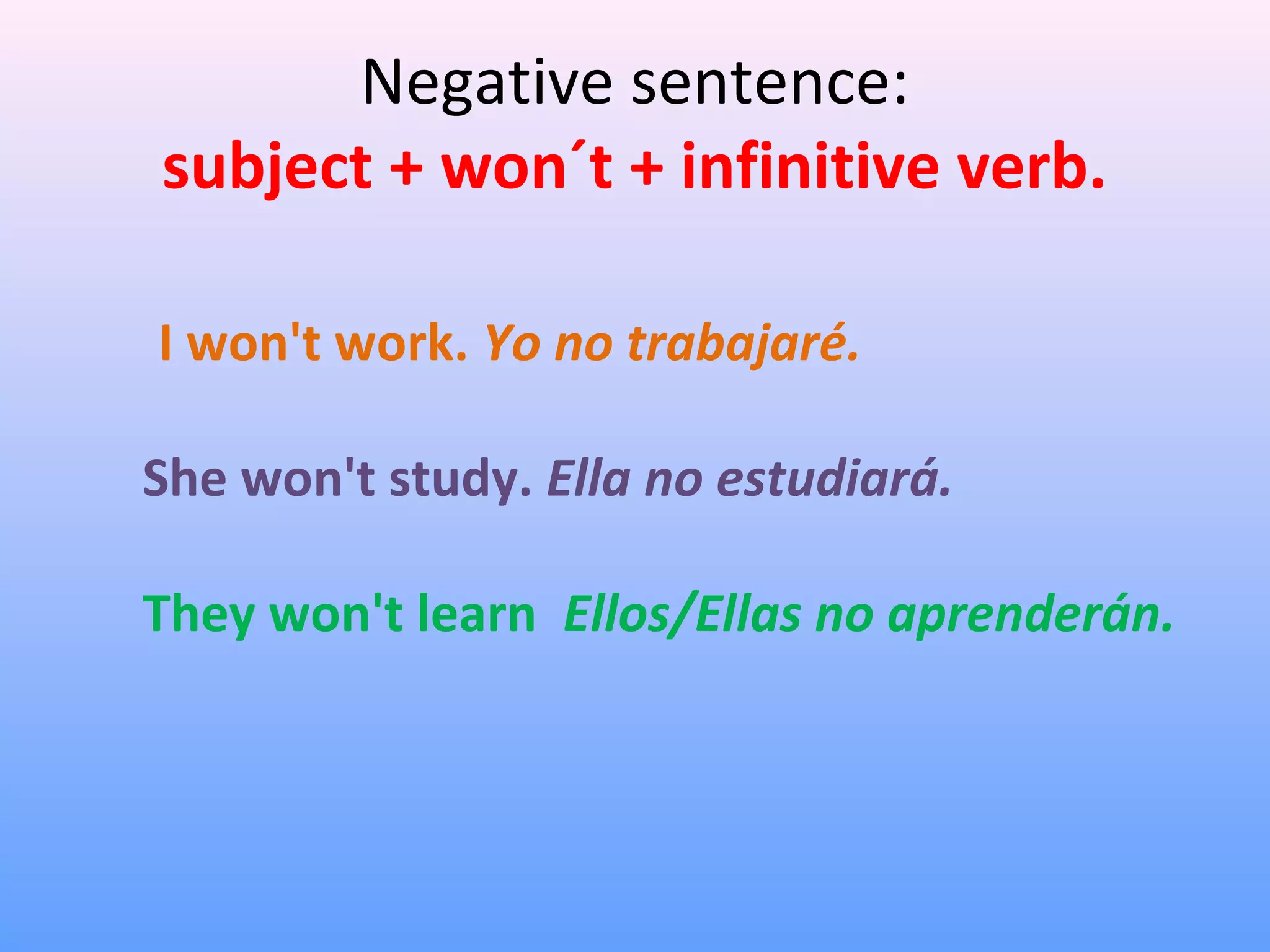 Uso de will- will not | PPT