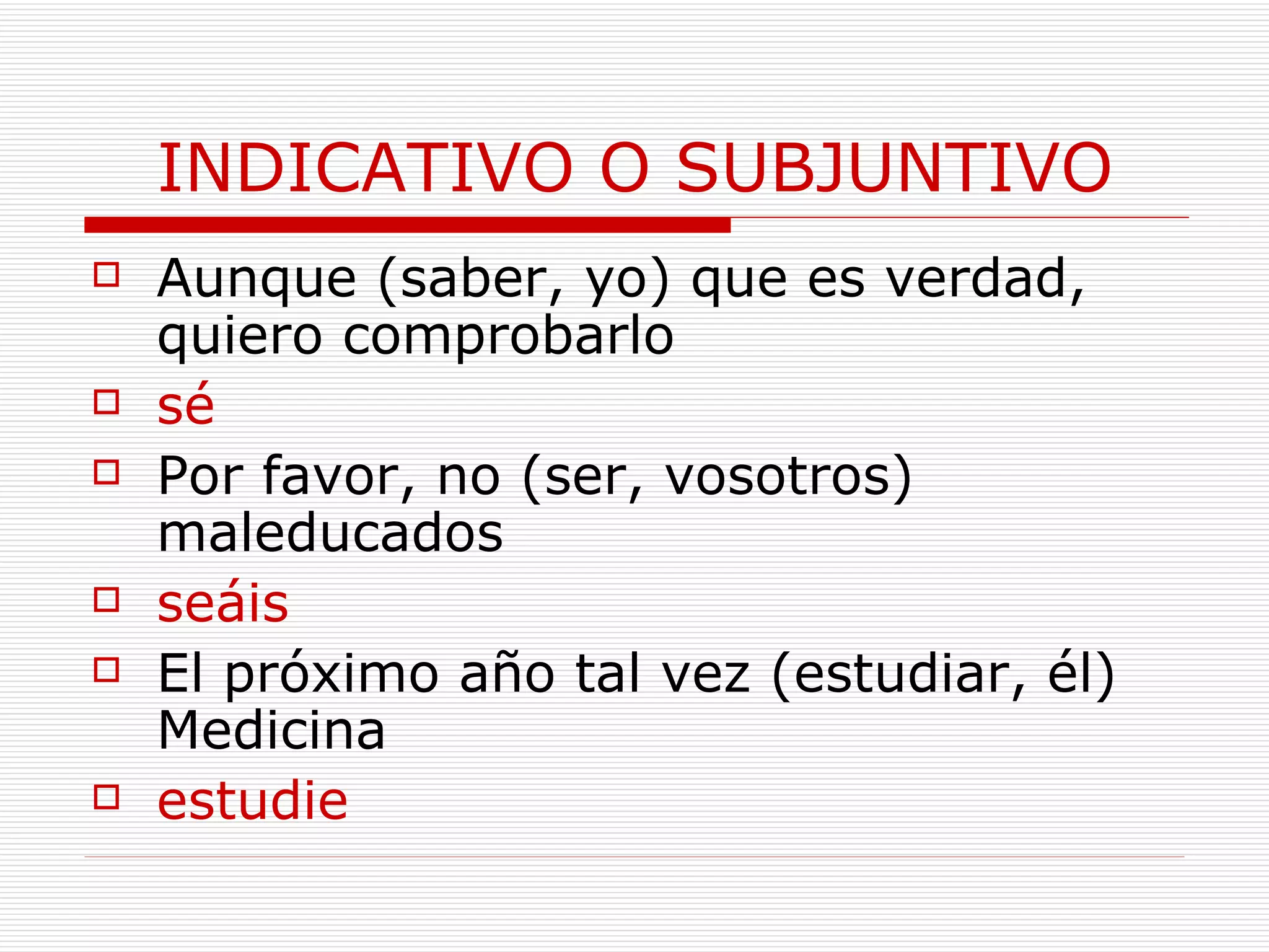 Usos del subjuntivo | PPS