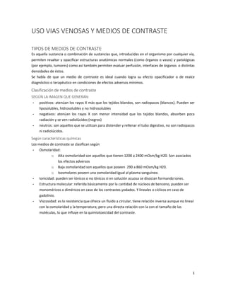 Uso vías venosas y medios de contraste imagenológicos | PDF