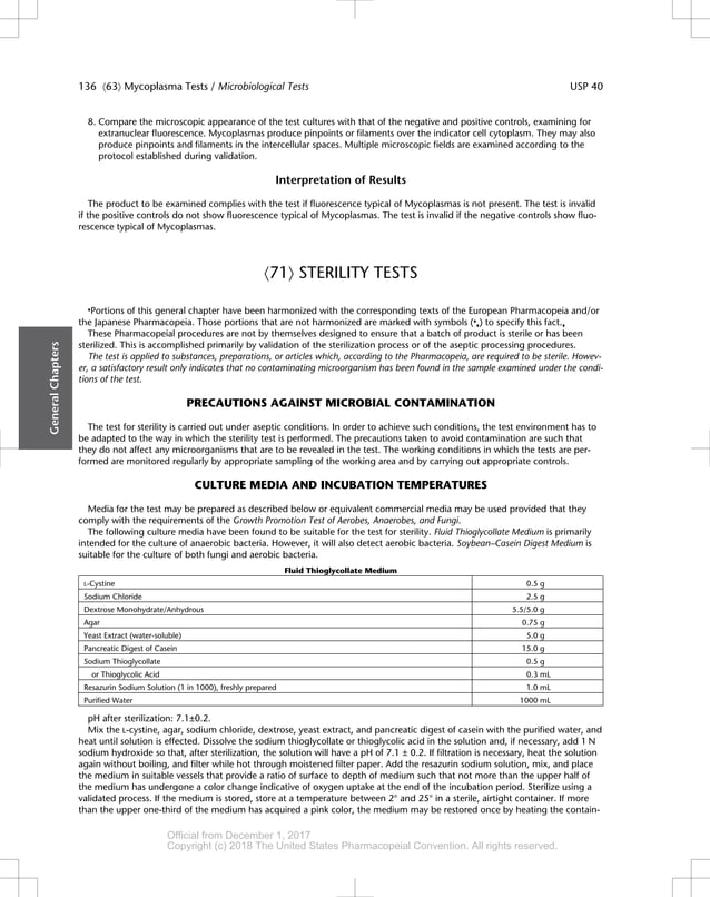 Usp 40 -71 sterility tests | PDF