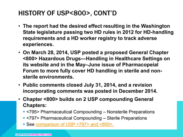 USP 800 History and Compliance | PDF
