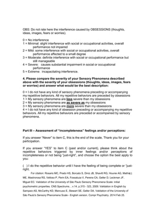 USP Sensory Phenomena Scale-English version - with hypersensitivity | PDF