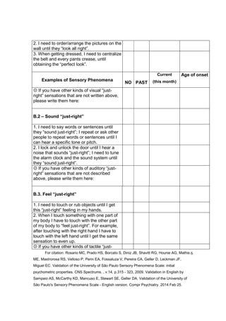 USP Sensory Phenomena Scale-English version - with hypersensitivity | PDF