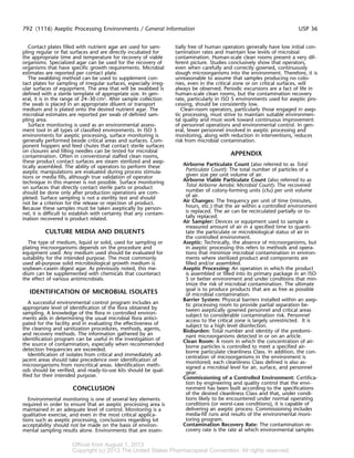 Usp 36 Chapter 1116 environment monitoring | PDF