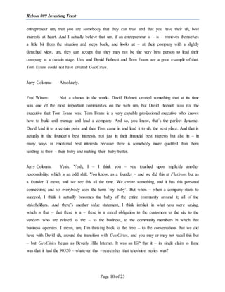 Reboot Podcast #9 - Investing in Trust - with Fred Wilson and Jerry Colonna | DOCX | Venture ...