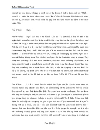 Reboot Podcast #9 - Investing in Trust - with Fred Wilson and Jerry Colonna | DOCX | Venture ...