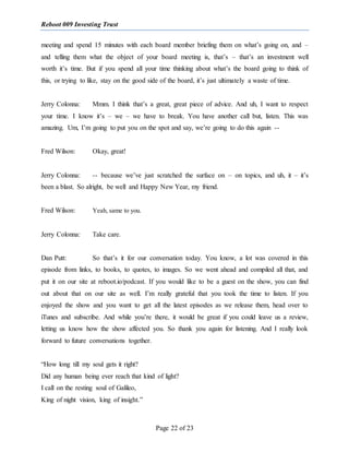 Reboot Podcast #9 - Investing in Trust - with Fred Wilson and Jerry Colonna | DOCX | Venture ...