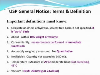 USP General Notices &General Chapters An Overview Dr.A.Amsavel | PDF