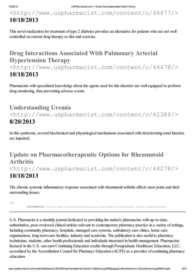 Us pharmacist ADHF | PDF
