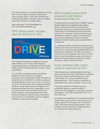U.S. Postal Service Annual Sustainability Report 2011 ...