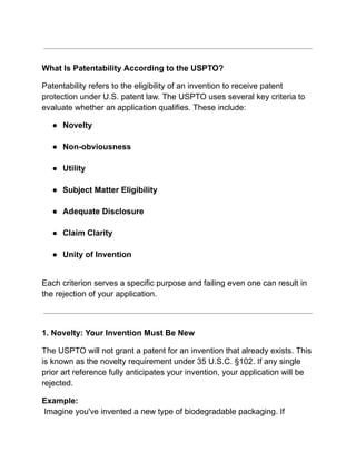 USPTO Guidelines for Patentability Assessments | InventionIP | PDF