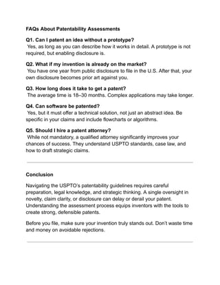 USPTO Guidelines for Patentability Assessments | InventionIP | PDF