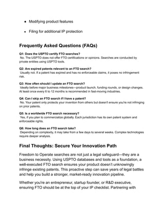 USPTO Guidelines on Freedom to Operate (FTO) Searches – Everything You ...