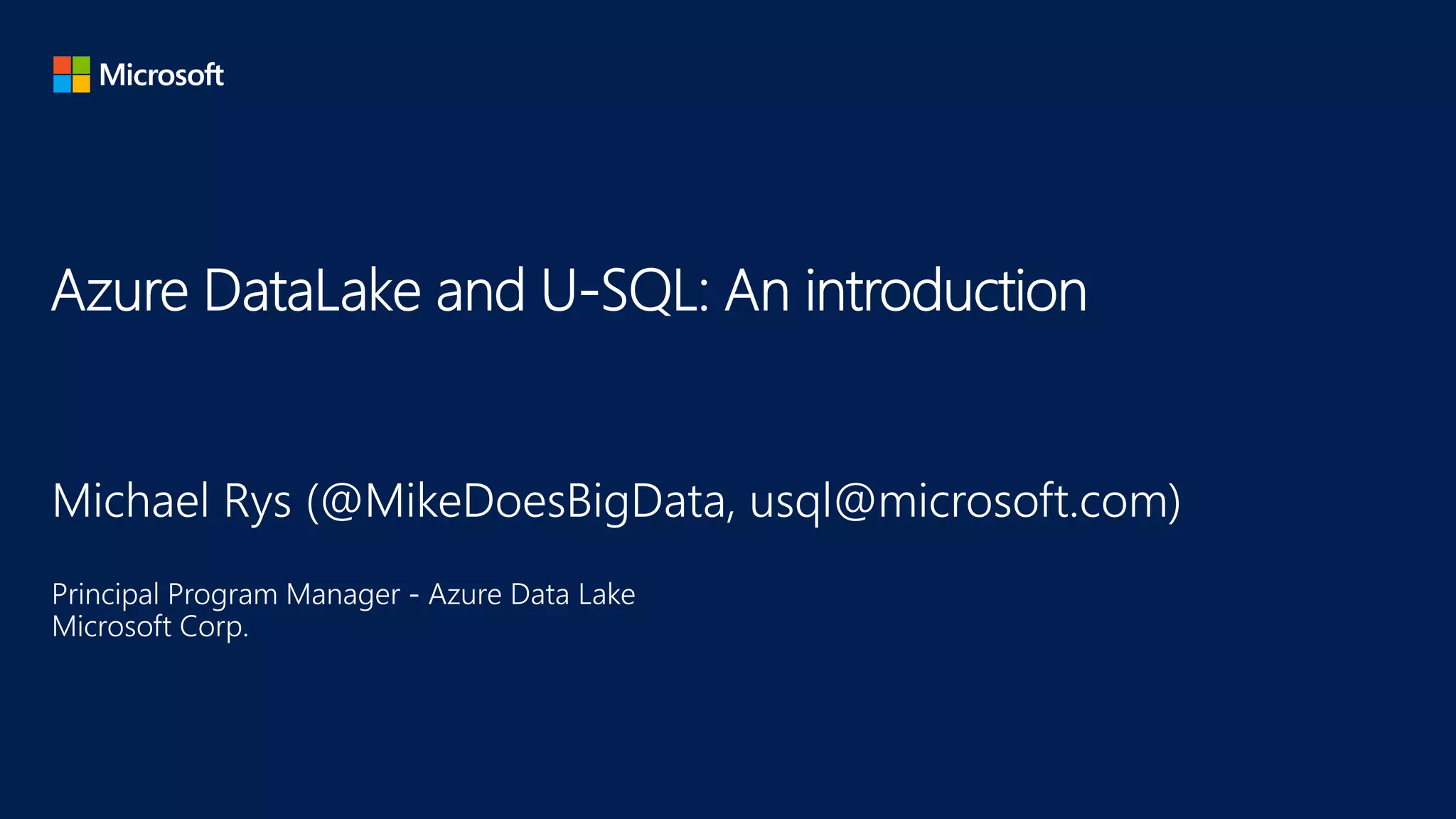 USQL Trivadis Azure Data Lake Event | PPT